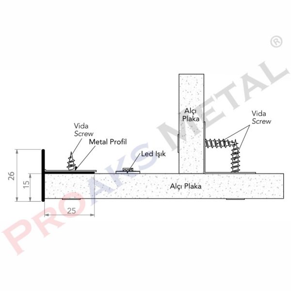 Plasterboard Transition U Screen Panel Plaka Metal Profile Screw